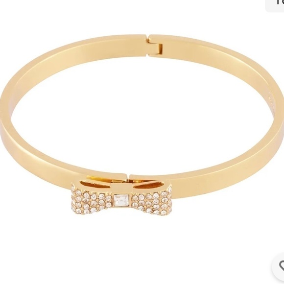 kate spade | Jewelry | Kate Spade Ready Set Bow Pave Bow Gold Bangle ...